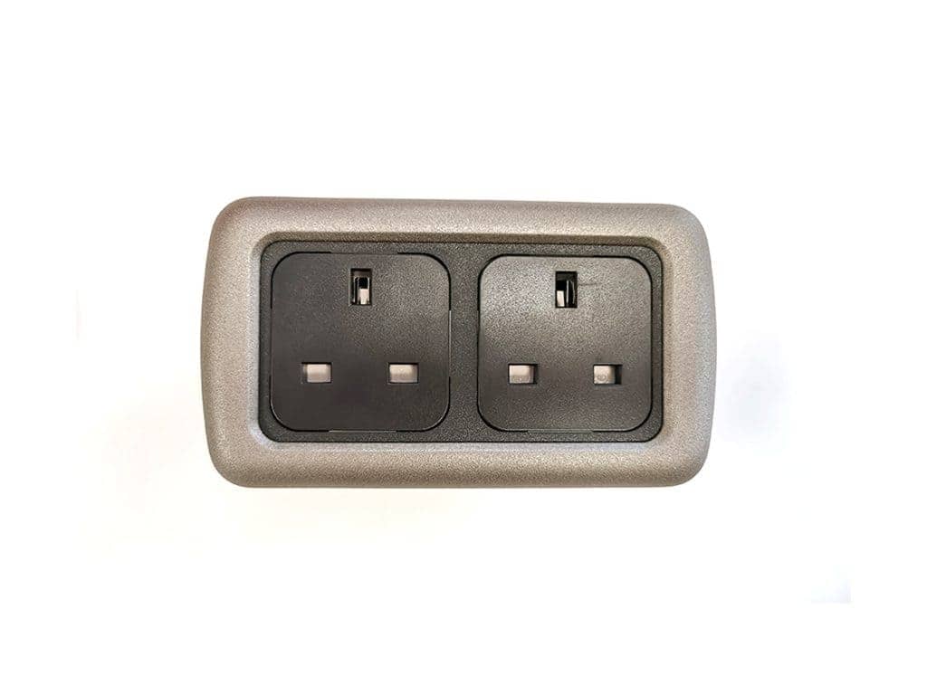 CBE 2 x 240v 3 pin Socket, Double Surround