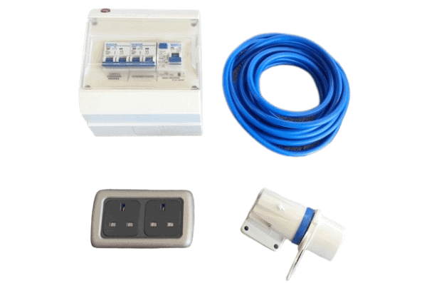 240v Hook Up Kit with Twin 240v Sockets (Choice of Colour), Twin Poled ...